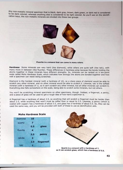 Solved Lab 9: Minerals and Mineral Identification In this | Chegg.com