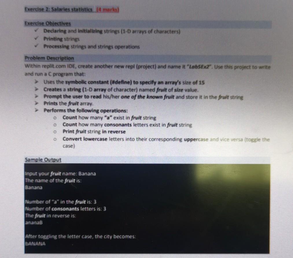 Solved Exercise 2: Salaries statistics (4 marks) Exercise | Chegg.com