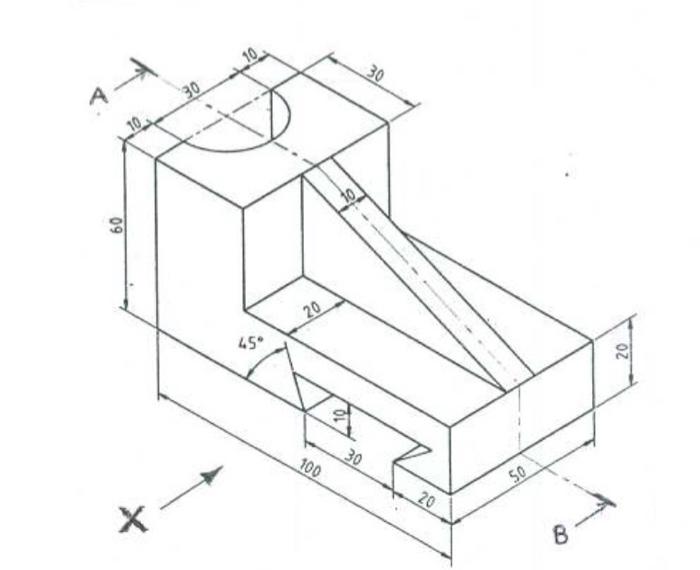 draw the sectional orthographic view of A-B cross | Chegg.com
