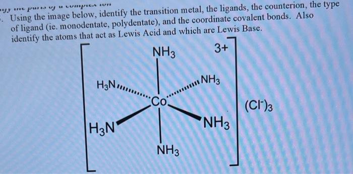 Solved Using the image below, identify the transition metal, | Chegg.com