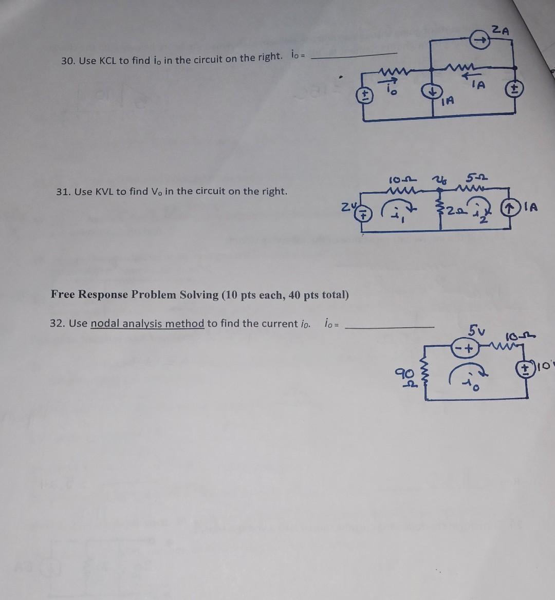 Solved 31. Use KVL to find V0 in the circuit on the right. | Chegg.com