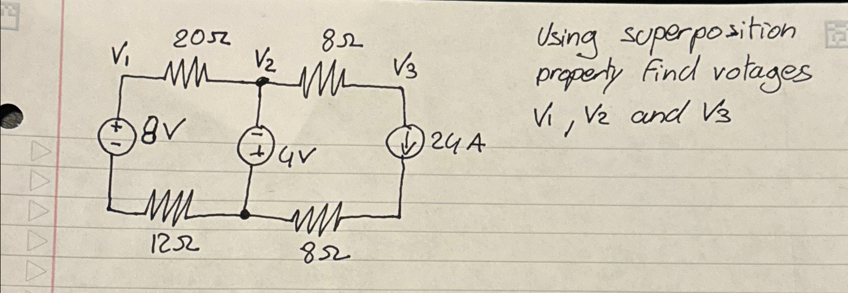 Solved Using superposition property find votages V1,V2 ﻿and | Chegg.com