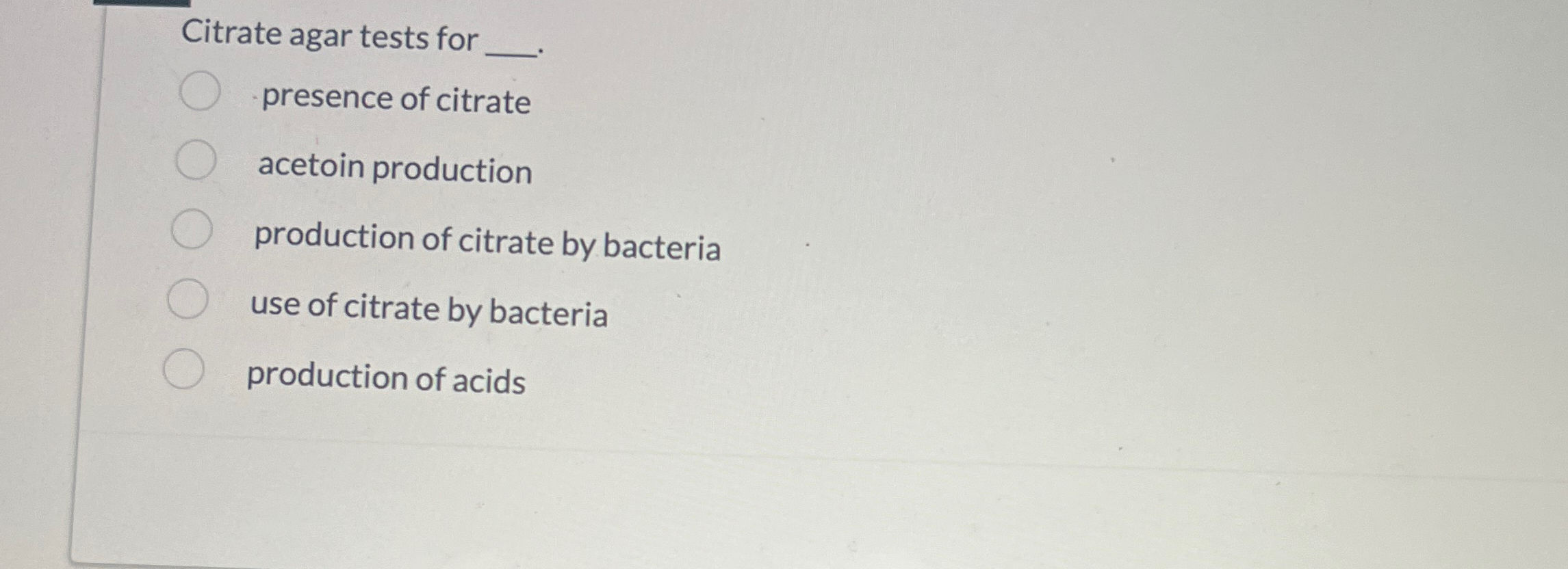 Solved Citrate agar tests forpresence of citrateacetoin | Chegg.com