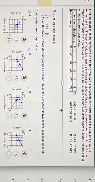 Solved Find the equation of the regression line for the | Chegg.com