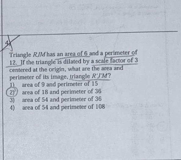 Solved Triangle RJM has an area of 6 and a perimeter of 12. | Chegg.com