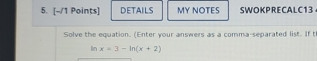 Solved Solve the equation. (Enter your answers as a | Chegg.com