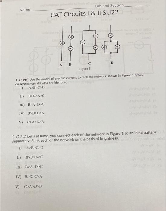 Solved CAT Circuits I \& II SU22 1. (2 Pts) Use the model of | Chegg.com
