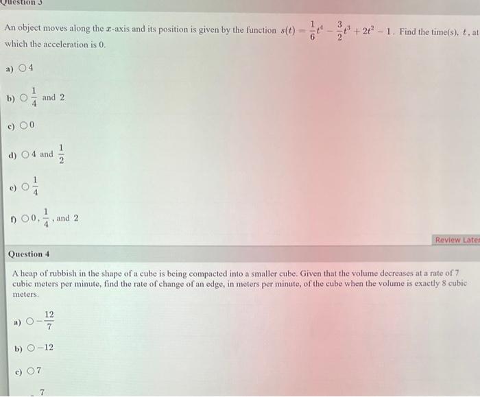 Solved An object moves along the x-axis and its position is | Chegg.com
