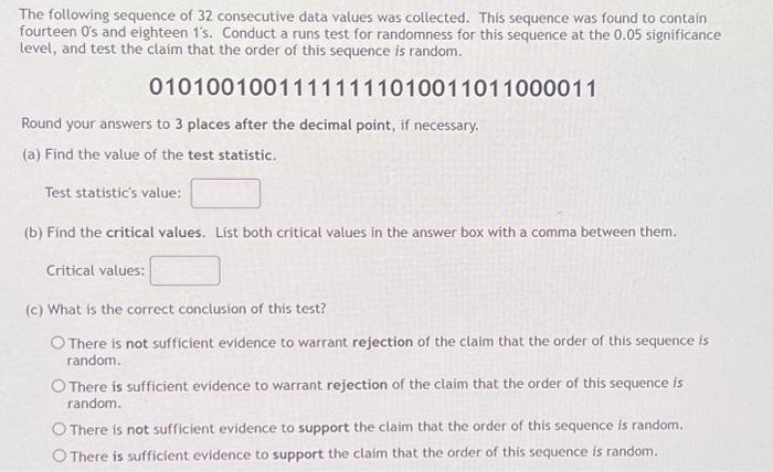 Solved The following sequence of 32 consecutive data values | Chegg.com