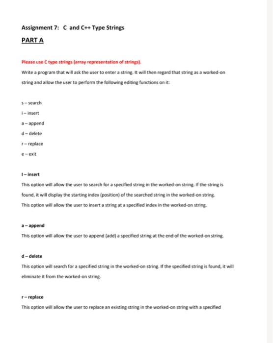 Please Use C Type Strings Array Representation Of