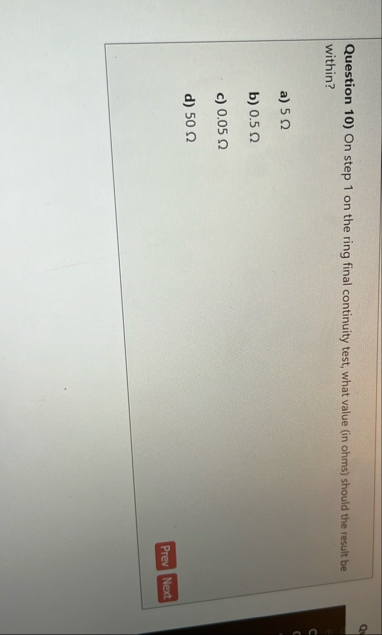 Solved Question 10) ﻿On step 1 ﻿on the ring final continuity | Chegg.com