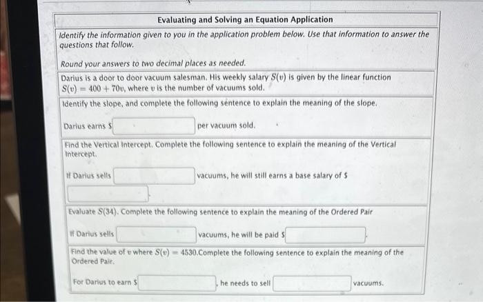 Solved Evaluating and Solving an Equation Application | Chegg.com