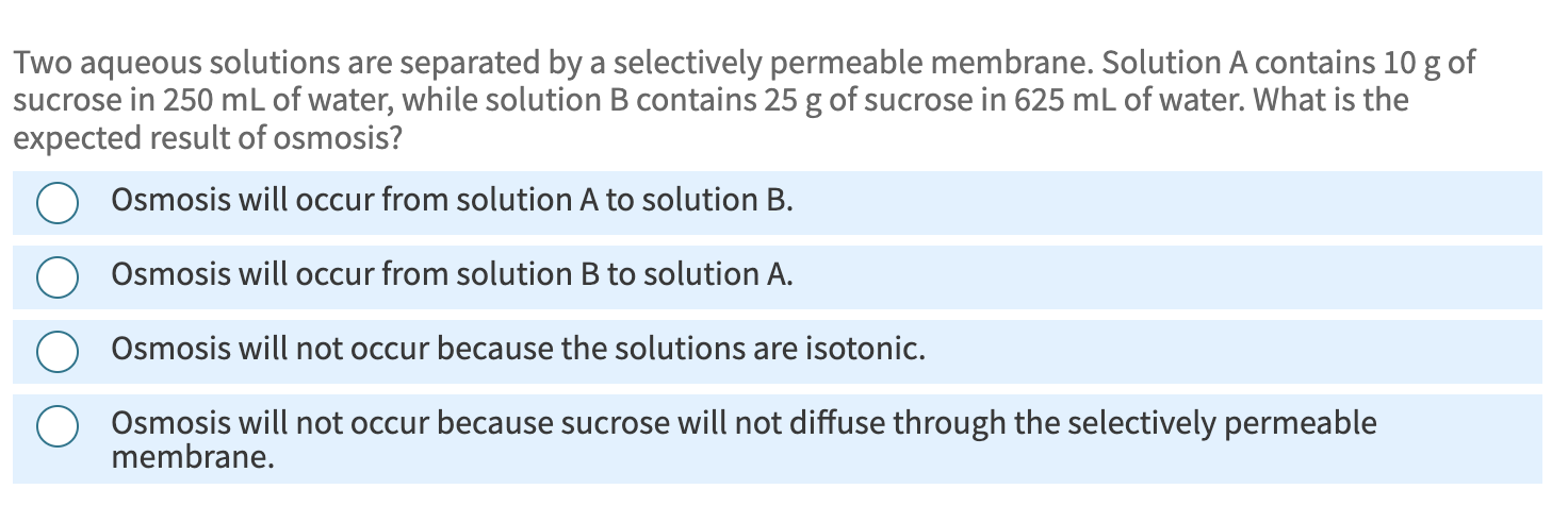 Solved Two aqueous solutions are separated by a selectively | Chegg.com