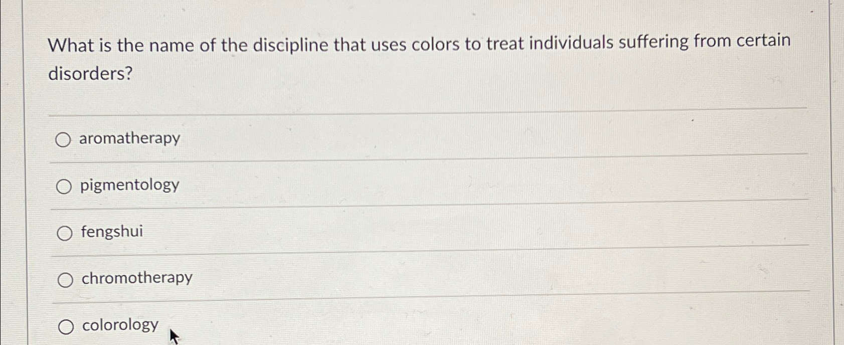 Solved What is the name of the discipline that uses colors | Chegg.com