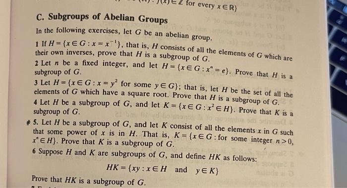 Solved C. Subgroups of Abelian Groups In the following | Chegg.com