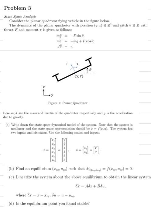 Solved Problem 3 State Space Analysis Consider the planar | Chegg.com