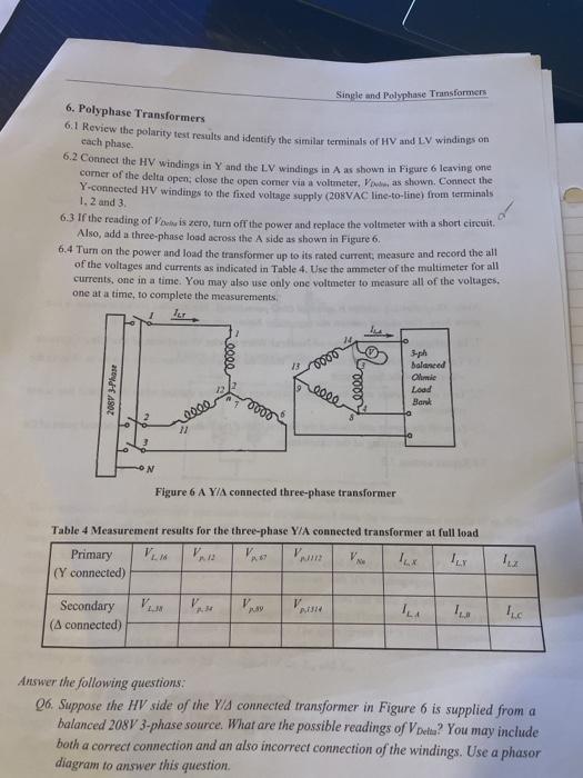 Single and Polyphase Transformers 6. Polyphase | Chegg.com