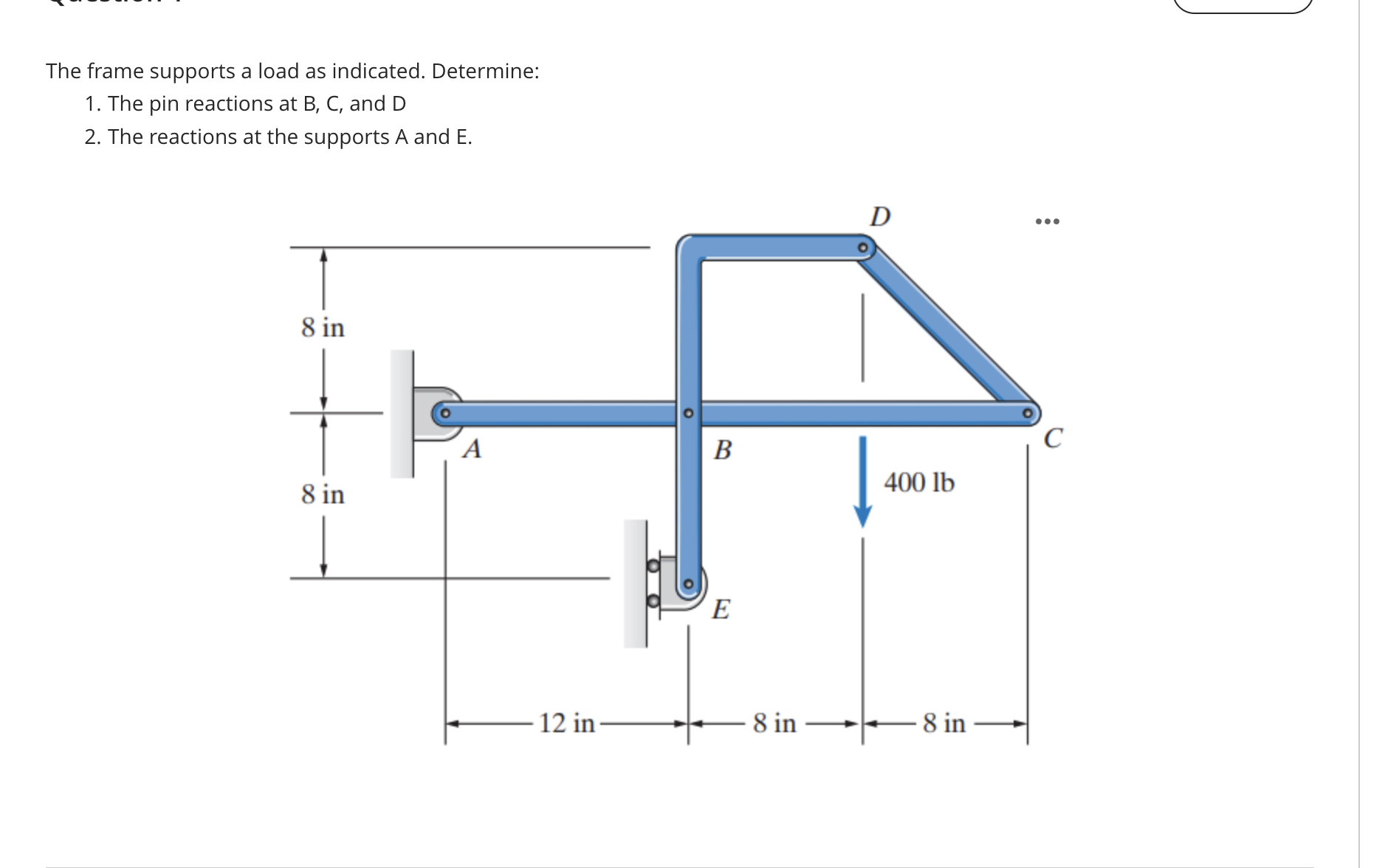 Solved this frame supports a load as indicated The frame | Chegg.com