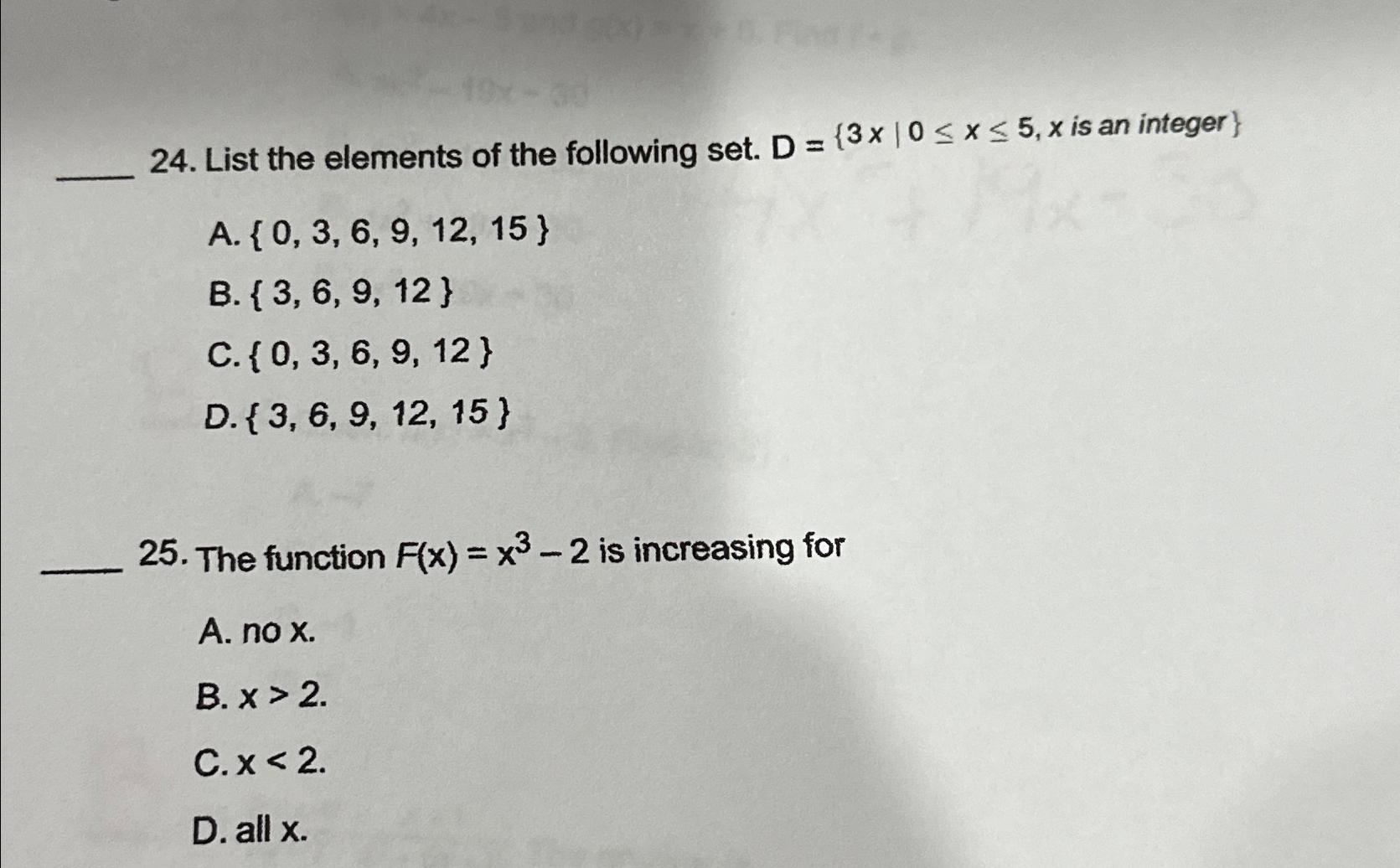 Solved List the elements of the following set. is an | Chegg.com