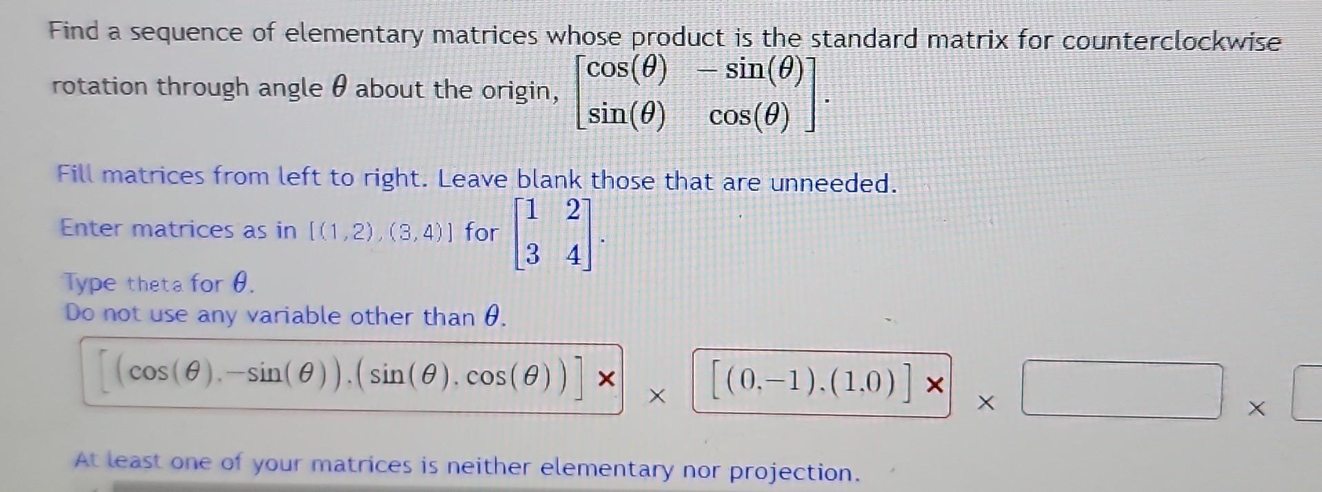 Find a sequence of elementary matrices whose product | Chegg.com