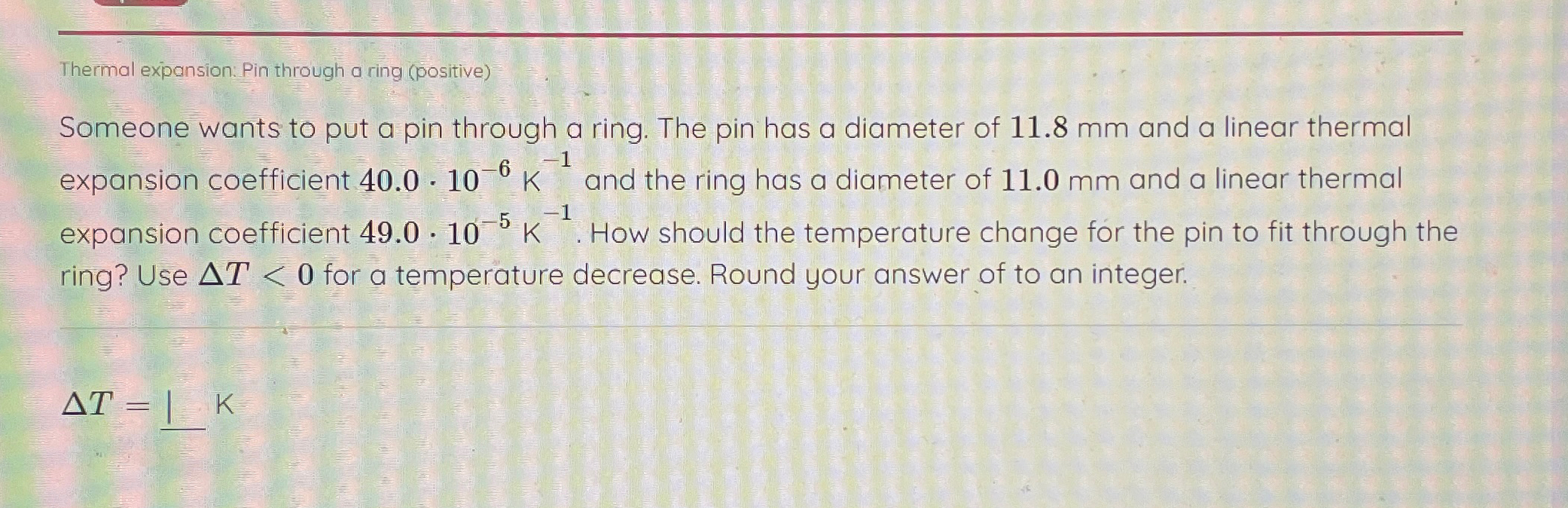 Solved Thermal expansion: Pin through a ring | Chegg.com