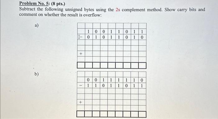 Solved Problem No. 5: (8 pts.) Subtract the following | Chegg.com Solved Problem No. 5: (8 pts.) Subtract the following | Chegg.com