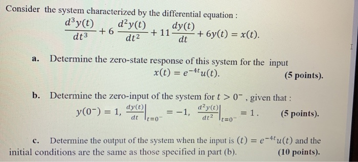 Solved Consider the system characterized by the differential | Chegg.com