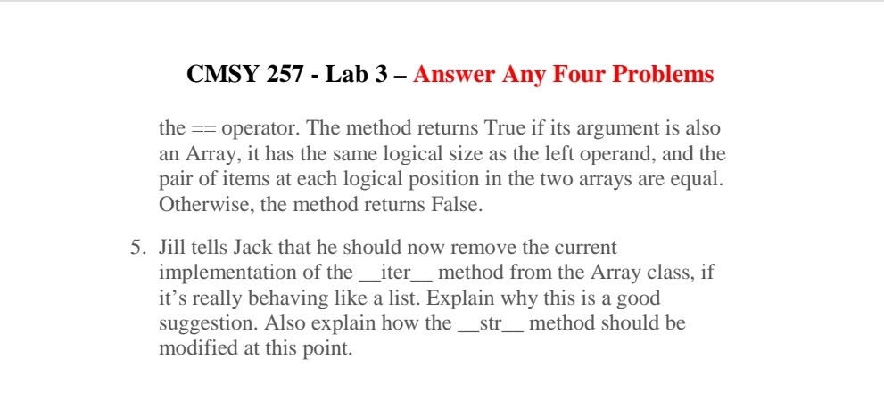 Solved CMSY 257 - ﻿Lab 3 - ﻿Answer Any Four Problemsthe == | Chegg.com