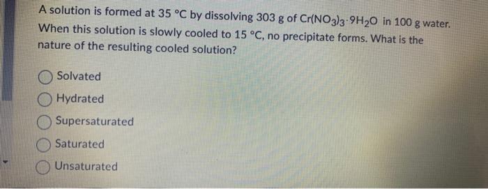 Solved Consider solutions of Cr(NO3)3⋅9H2O in water. The | Chegg.com
