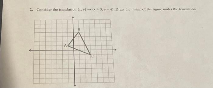 Solved 2. Consider the translation (x,y)→(x+3,y−4). Draw the | Chegg.com