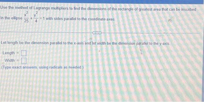 Use the method of Lagrange multipliers to find the | Chegg.com