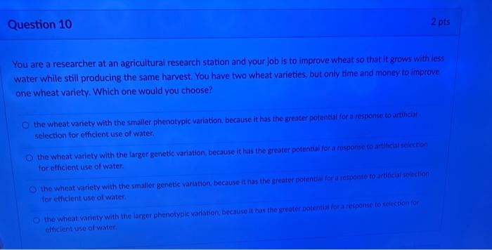 Solved Question 10 2pts You Are A Researcher At An