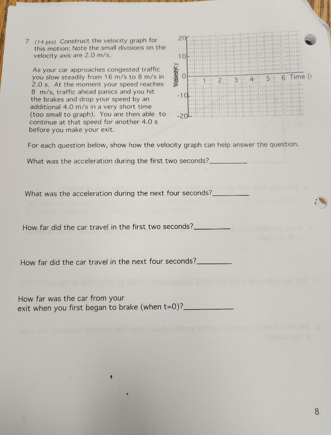 Solved Construct the velocity graph for this motion: Note | Chegg.com
