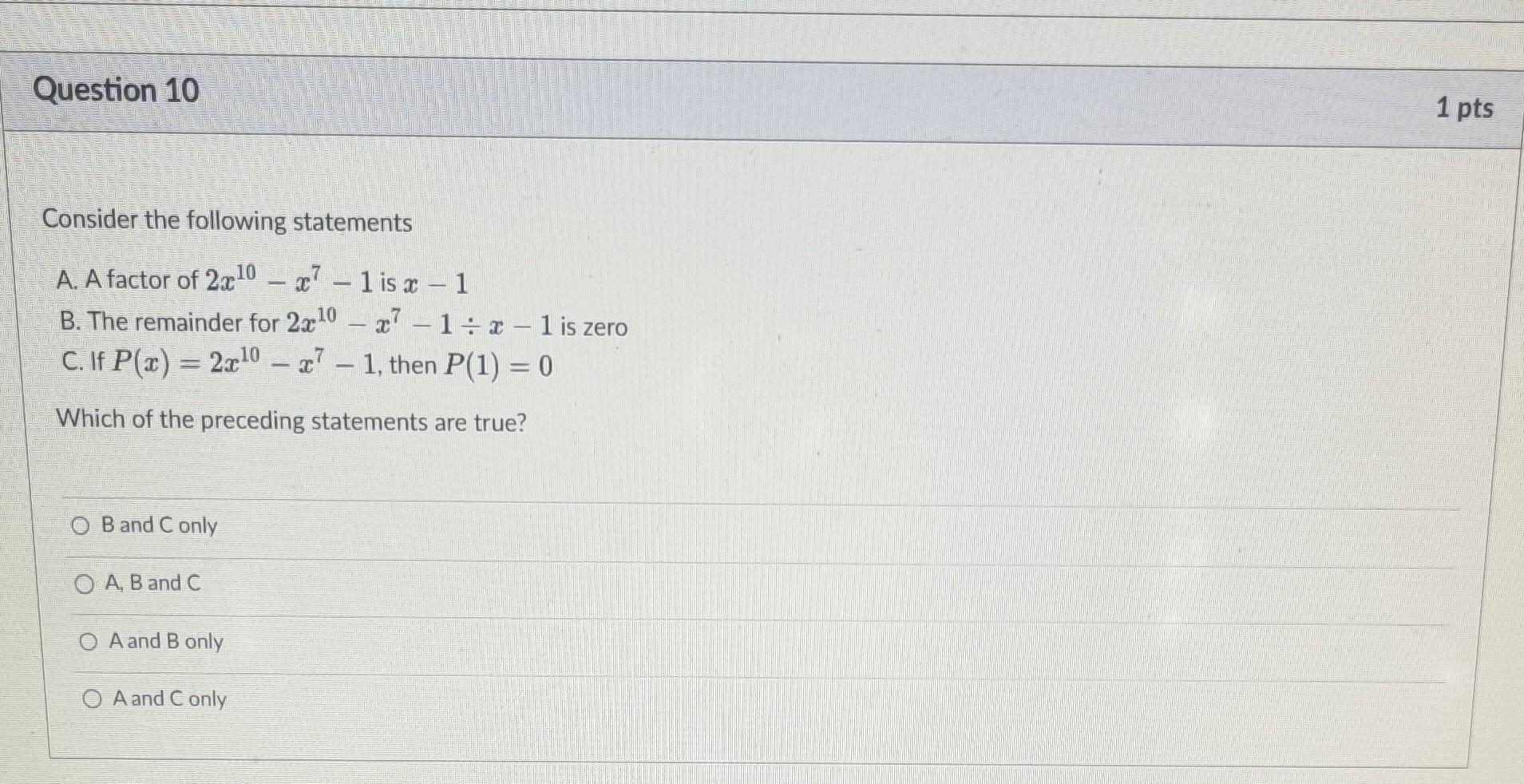 Solved Consider the following statements A. A factor of | Chegg.com
