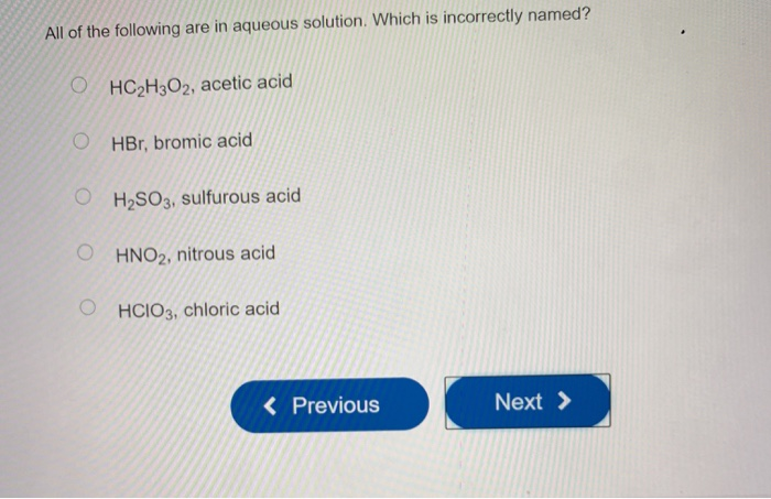 Solved All of the following are in aqueous solution. Which | Chegg.com