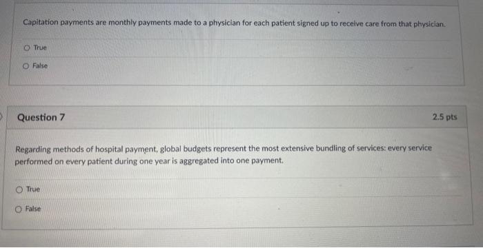 Solved Capitation payments are monthly payments made to a | Chegg.com