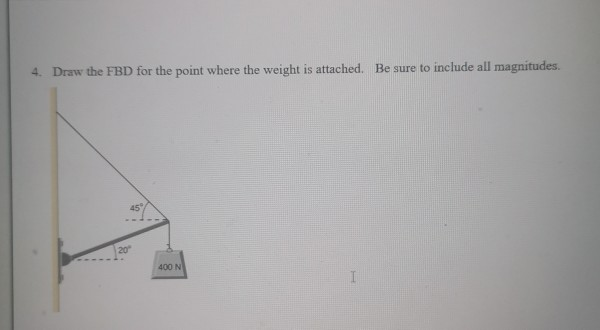 Solved 4. Draw the FBD for the point where the weight is | Chegg.com