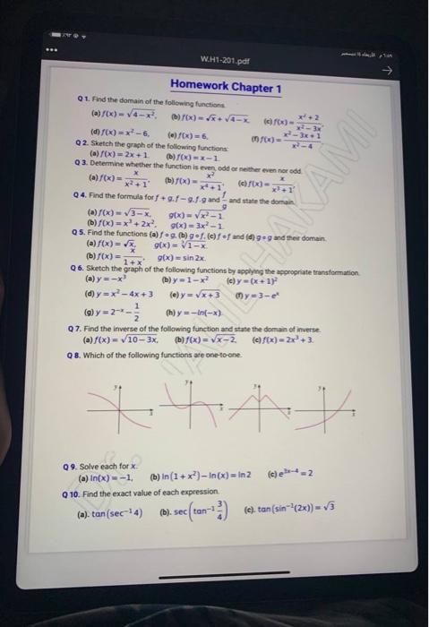 Solved Q1. Find the domain of the following functions (a) | Chegg.com