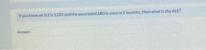 Solved If you know an SLE is $200 and the associated ARO is | Chegg.com
