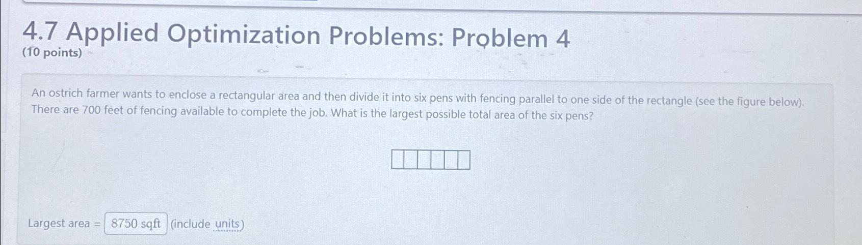 Solved 4.7 ﻿Applied Optimization Problems: Problem 4(10 | Chegg.com