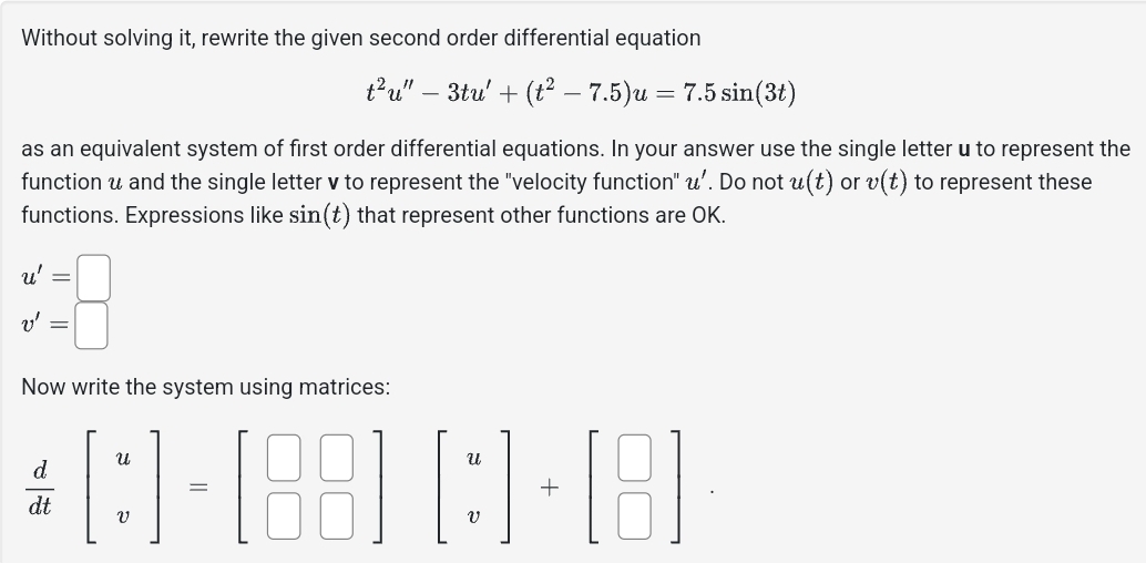Solved by an EXPERT Without solving it, ﻿rewrite the given second order | Chegg.com