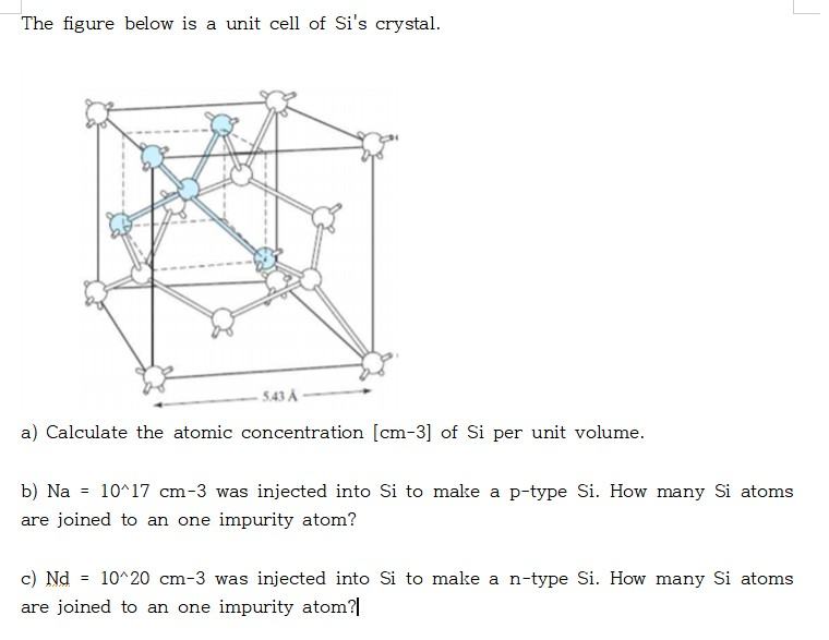 Solved The figure below is a unit cell of Si's crystal. 543 | Chegg.com