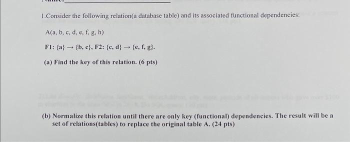 Solved 1.Consider the following relation (a database table) | Chegg.com