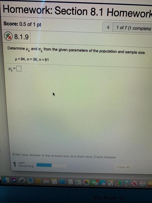 Solved Homework Section 8 1 Homework Score 0 5 Of 1 Pt 1