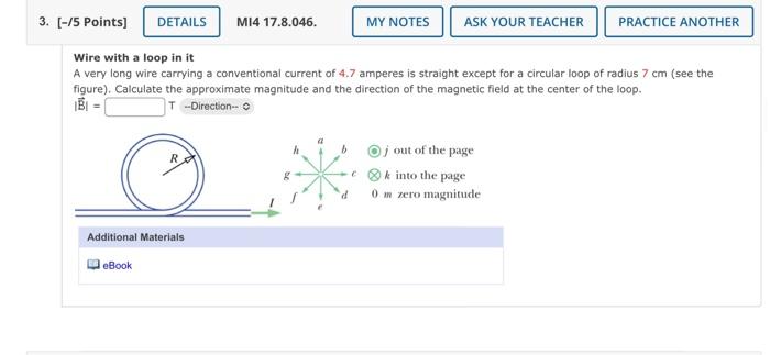 Solved Wire with a loop in it A very long wire carrying a | Chegg.com