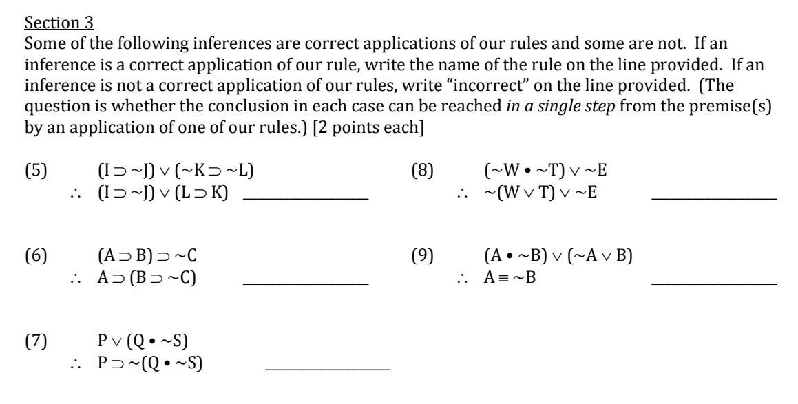 Section 3 Some of the following inferences are | Chegg.com
