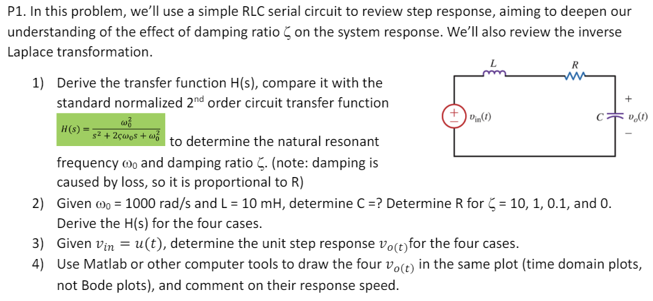 Solved P1. ﻿In this problem, we'll use a simple RLC serial | Chegg.com
