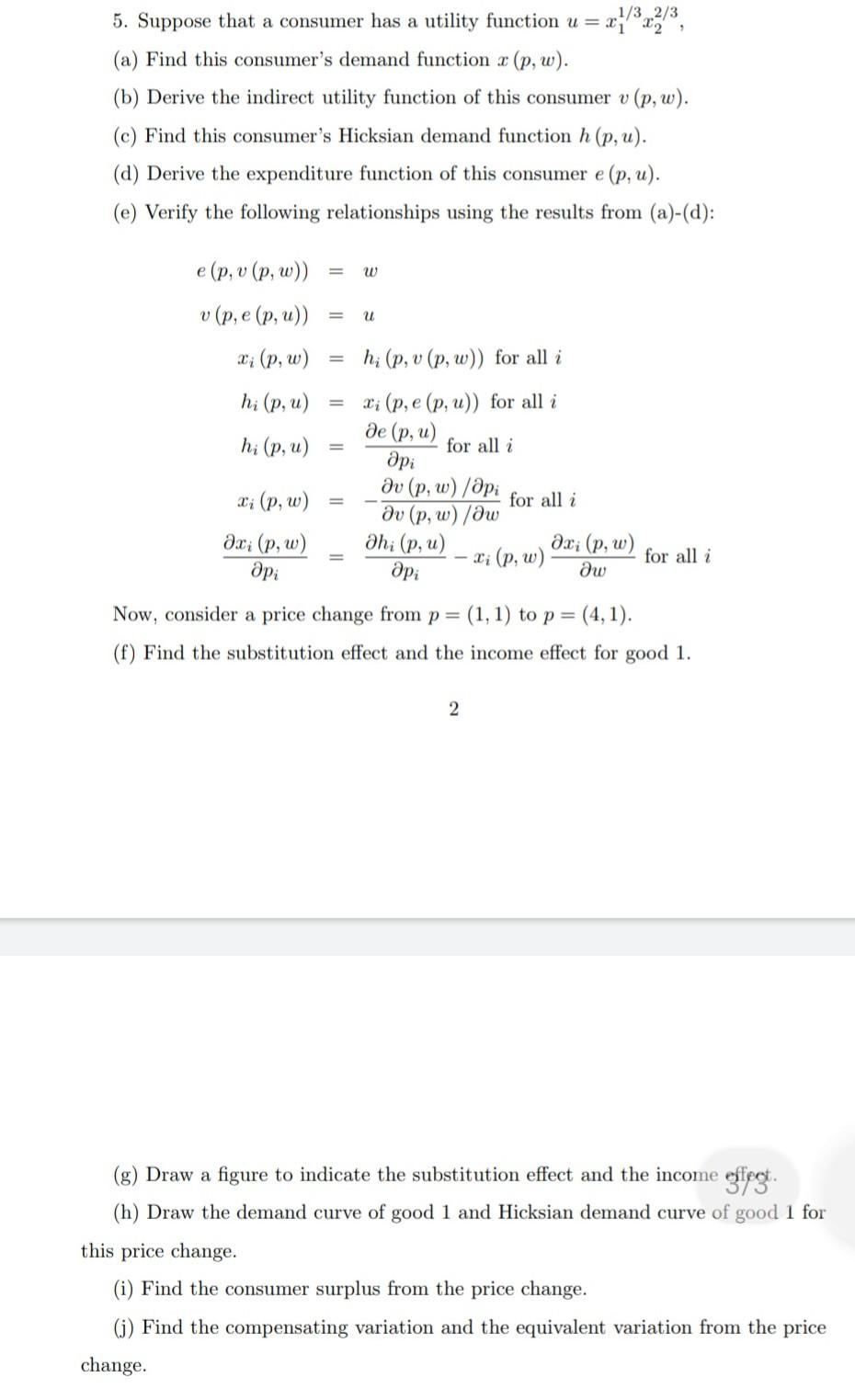 Solved 5 Suppose That A Consumer Has A Utility Function