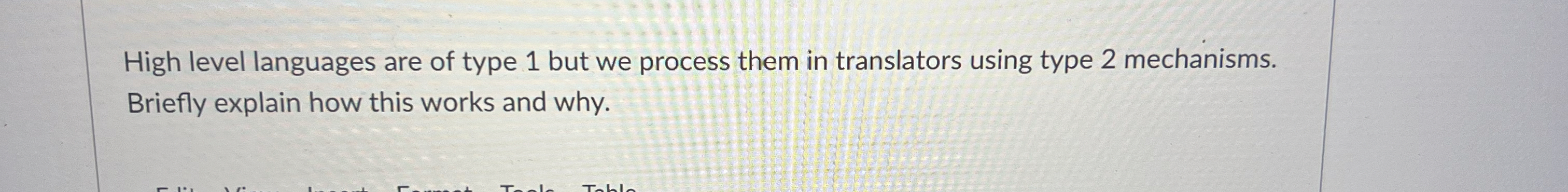 Solved High level languages are of type 1 ﻿but we process | Chegg.com