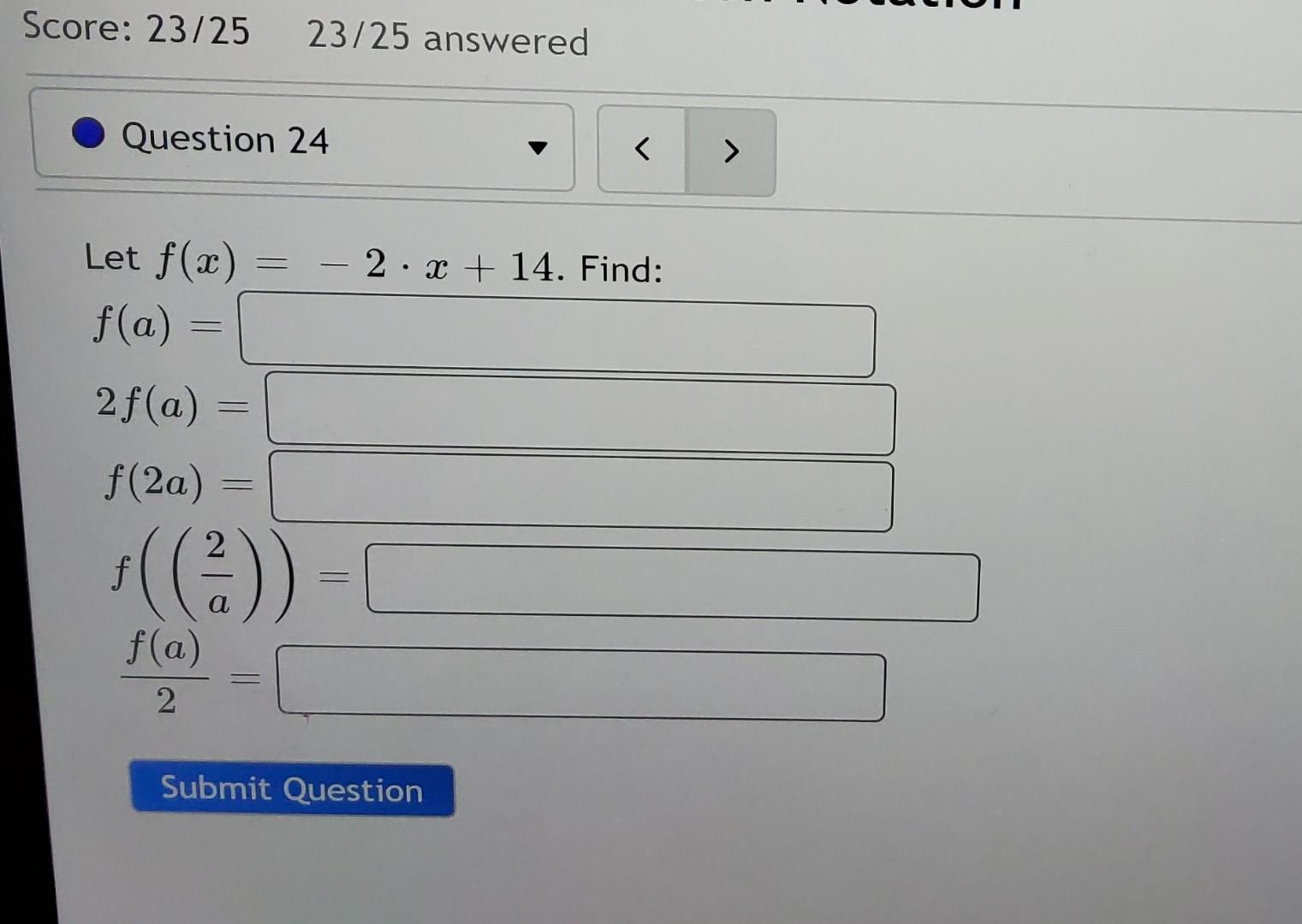 Solved 1.1 Functions and Function Notation Score: 23/25 | Chegg.com